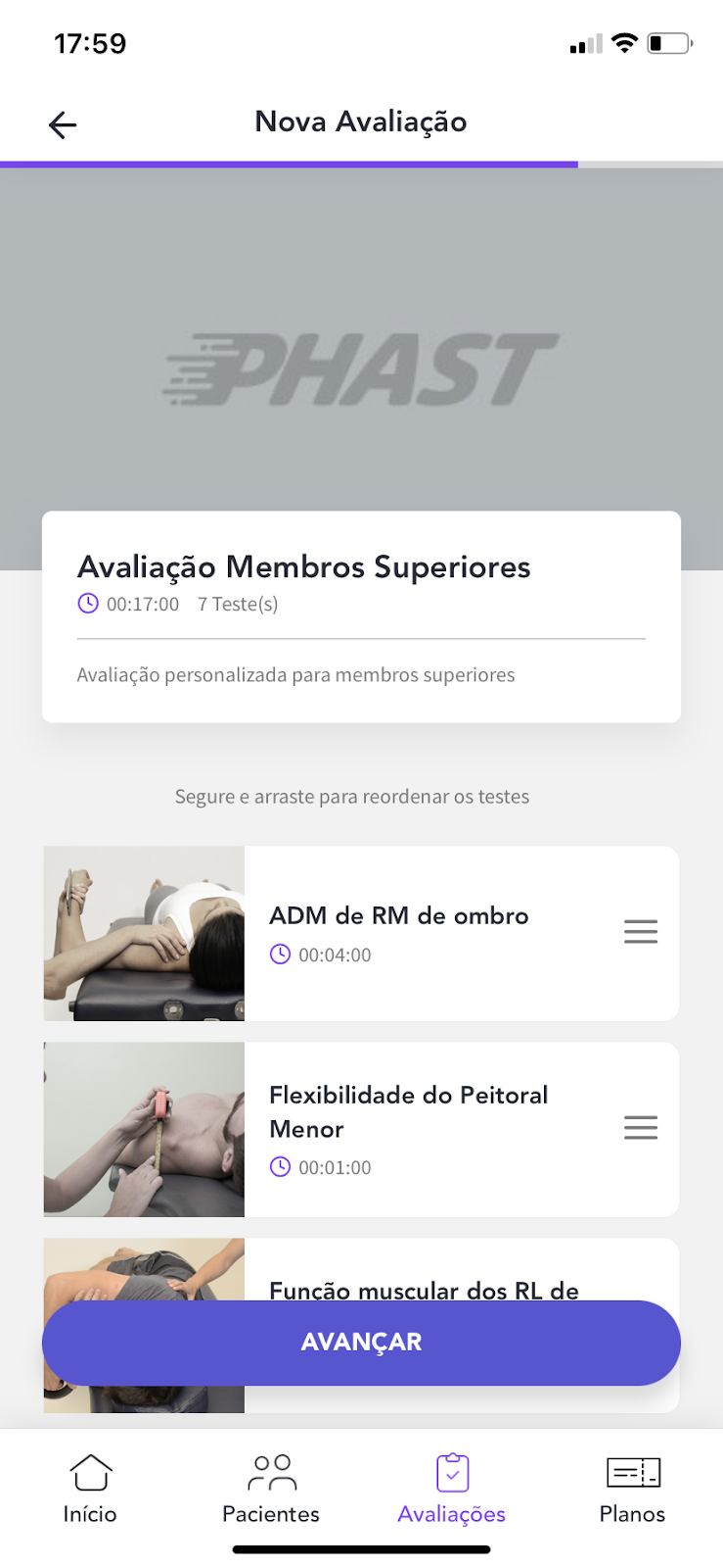 Como encontrar a descrição, vídeo e referências dos testes? - Phast App